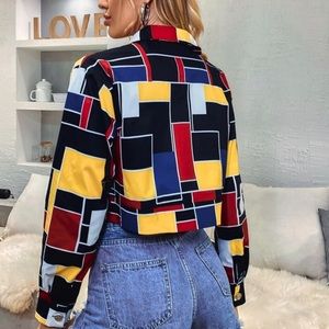 Jackets & Coats | Geo Print Crop Jacket | Poshmark